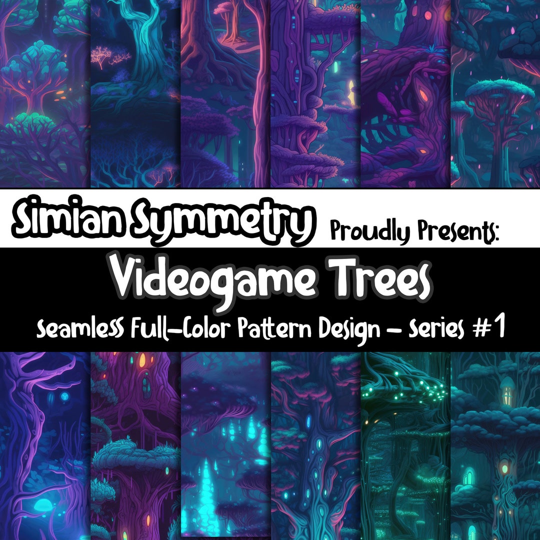 DIGITAL PAPER Videogame Trees Series 1 | Seamless Designs | Twelve ...