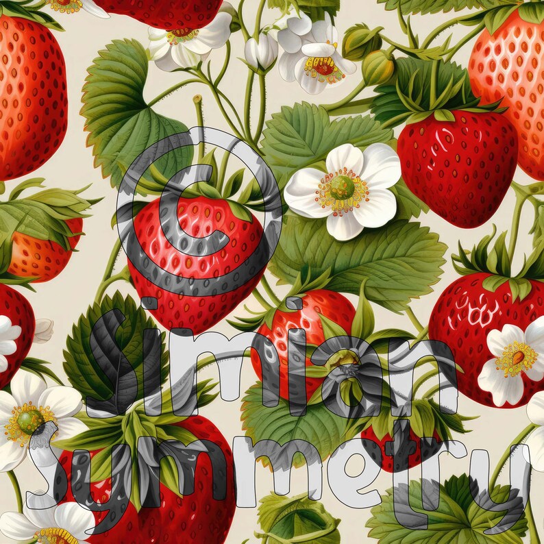 Fresh Strawberry Wallpaper Digital Paper | Instant Download | Seamless ...