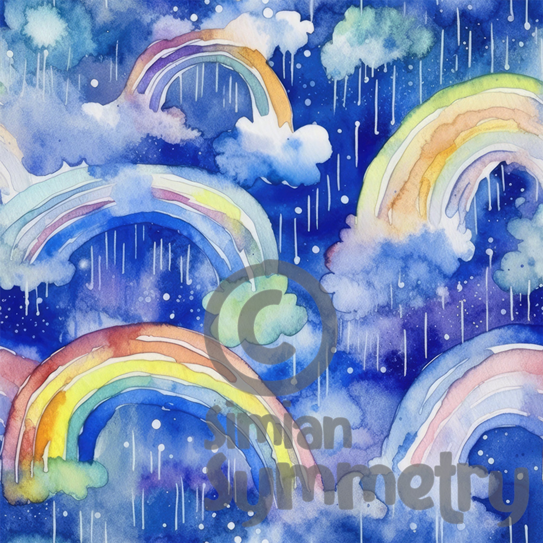 DIGITAL PAPER Watercolor Rainbows Series 1 | Seamless Designs | Twelve ...