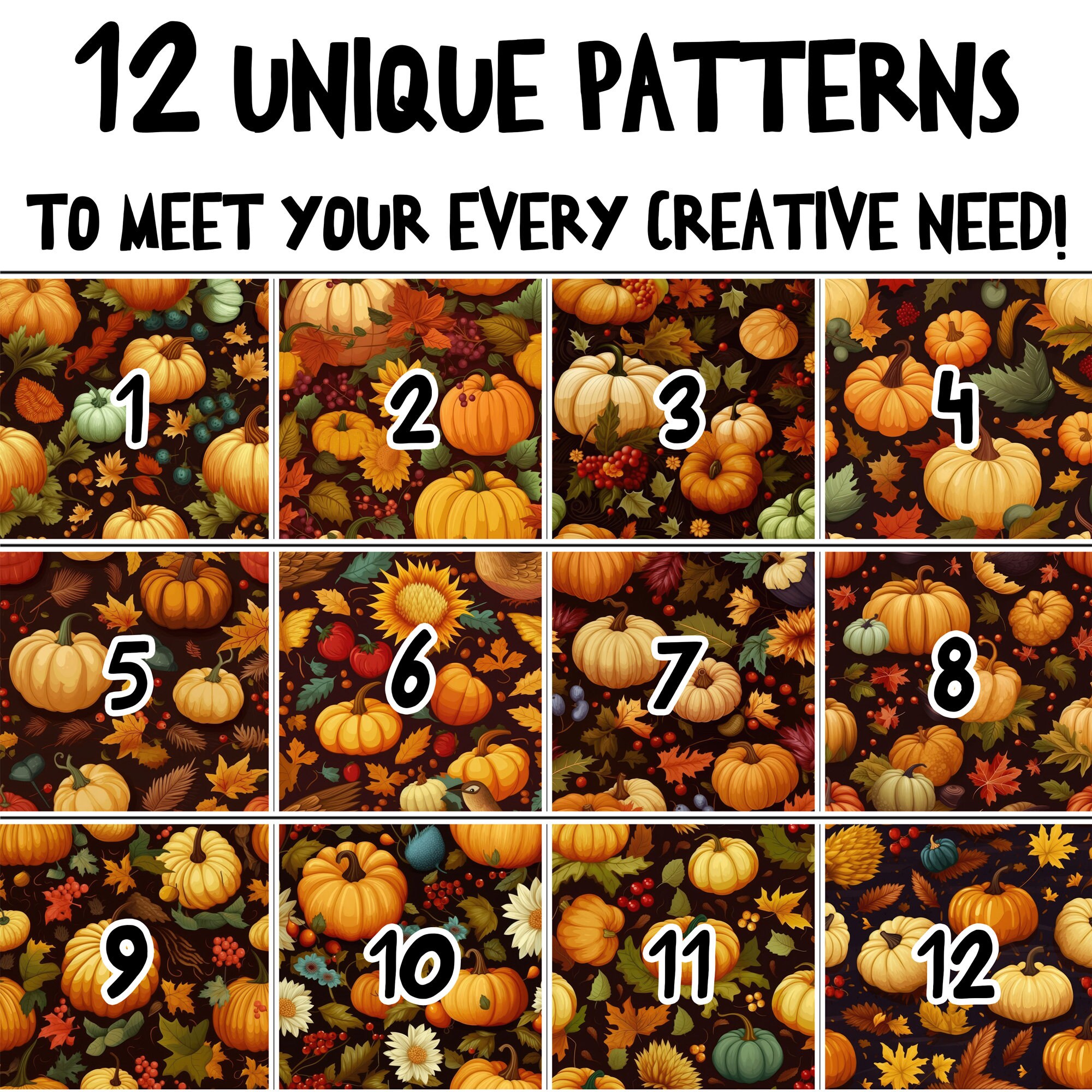 Autumn Harvest Patterns Digital Paper | Instant Download | Seamless ...