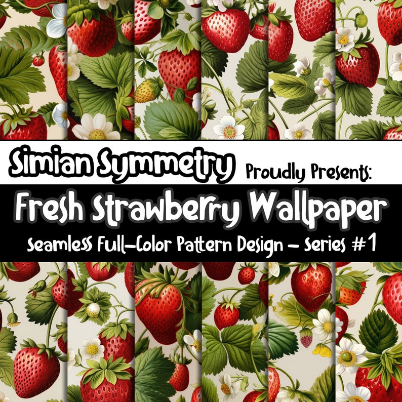 Fresh Strawberry Wallpaper Digital Paper | Instant Download | Seamless ...