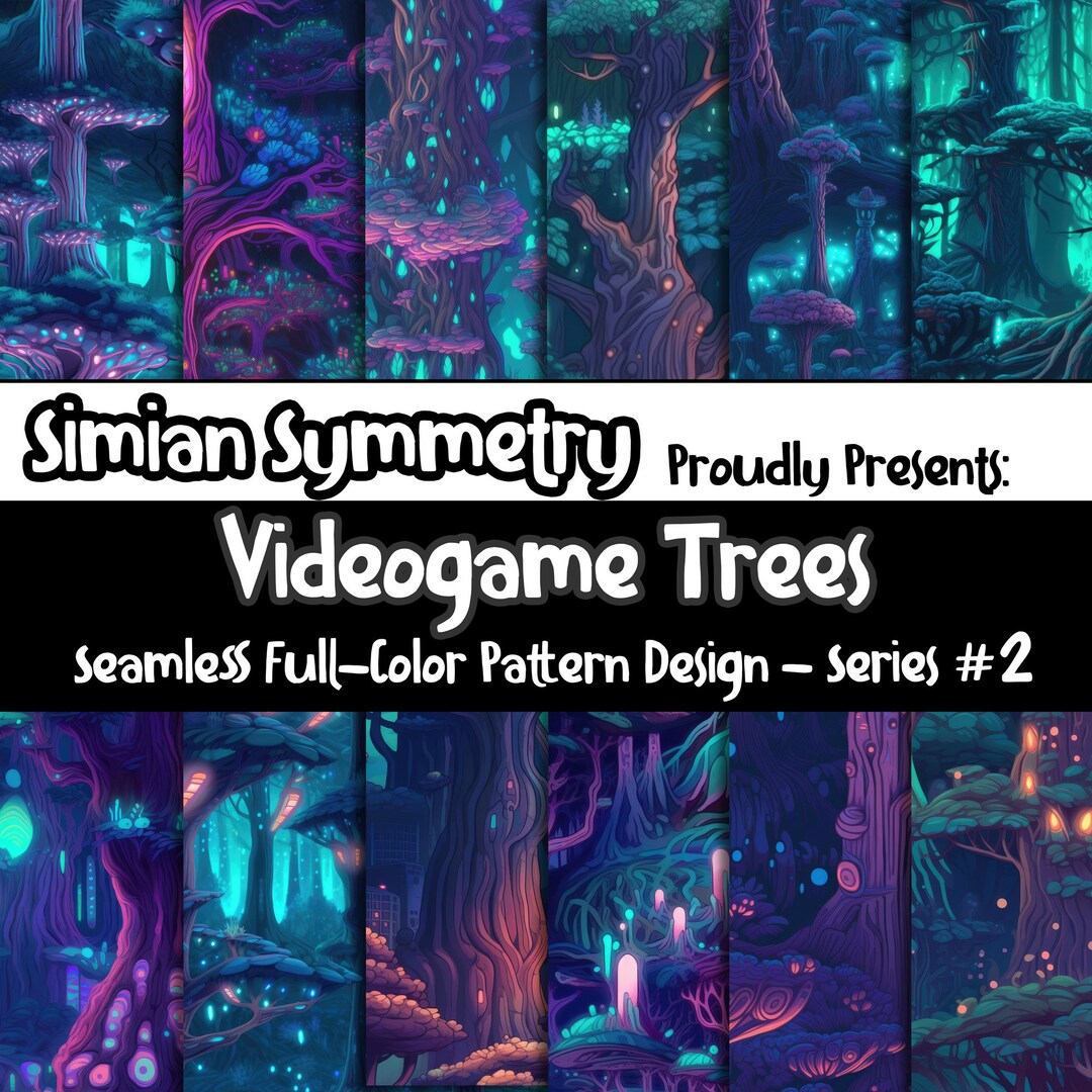 DIGITAL PAPER Videogame Trees Series 2 | Seamless Designs | Twelve ...