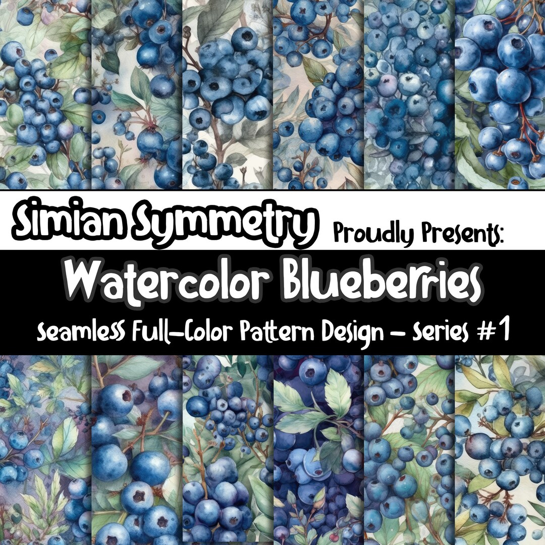 DIGITAL PAPER Blueberries Series 1 | Seamless Designs | Twelve Colorful ...