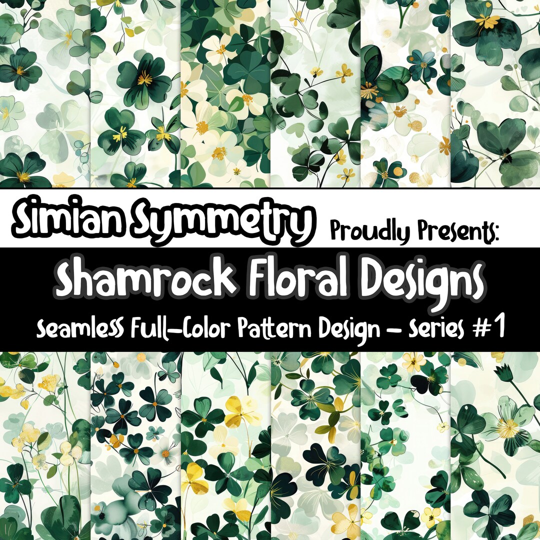 Shamrock Floral Designs Digital Paper | Instant Download | Seamless ...