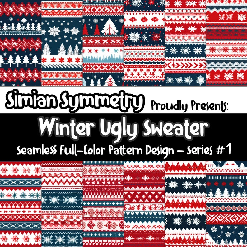 Winter Ugly Sweaters Digital Paper Instant Download Seamless Patterns ...