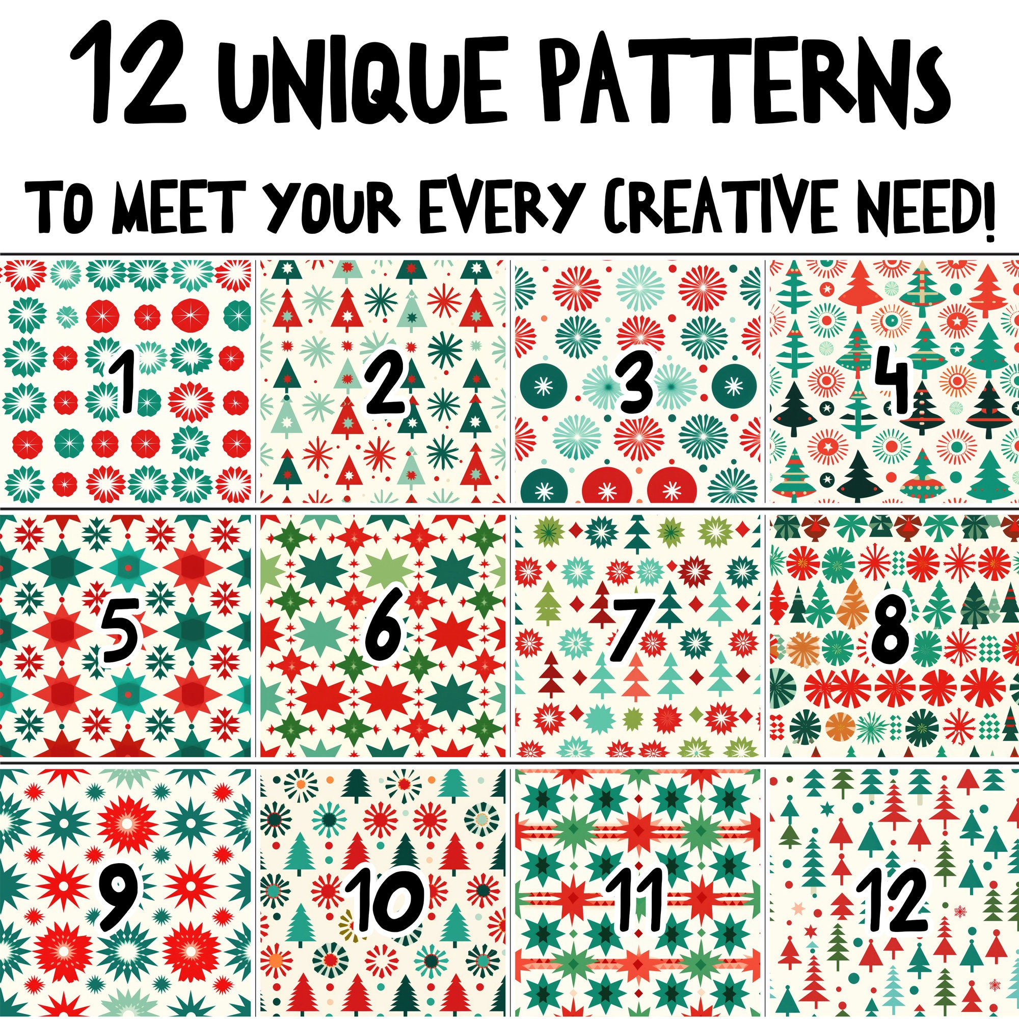 Retro Christmas Designs Digital Paper Instant Download Seamless ...