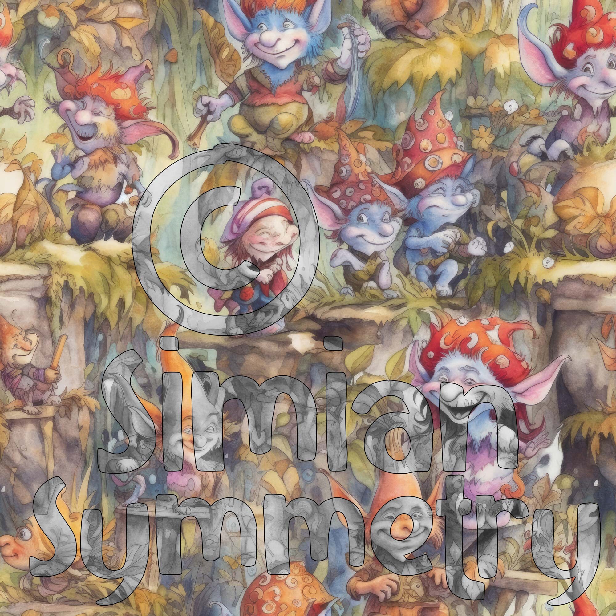 DIGITAL PAPER Goblins Trolls Series 1 Seamless Designs Twelve Colorful ...