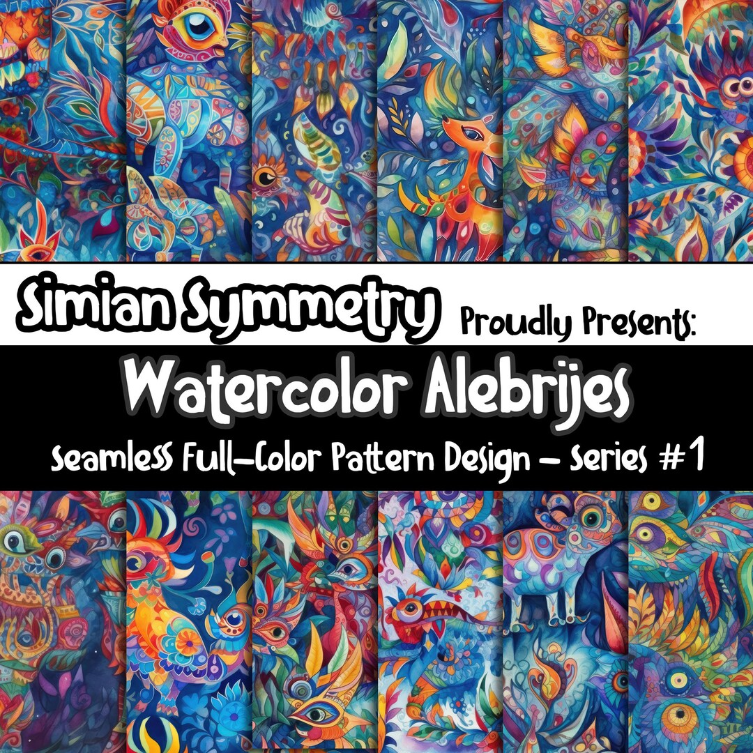 DIGITAL PAPER Alebrijes Series 1 | Seamless Designs | Twelve Colorful ...