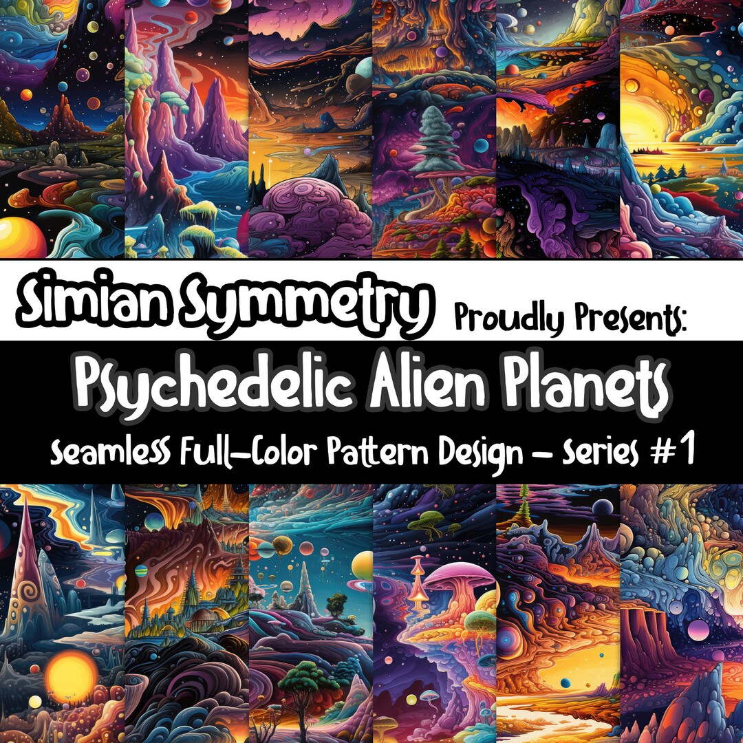 Psychedelic Alien Planets Digital Paper | Instant Download | Seamless ...