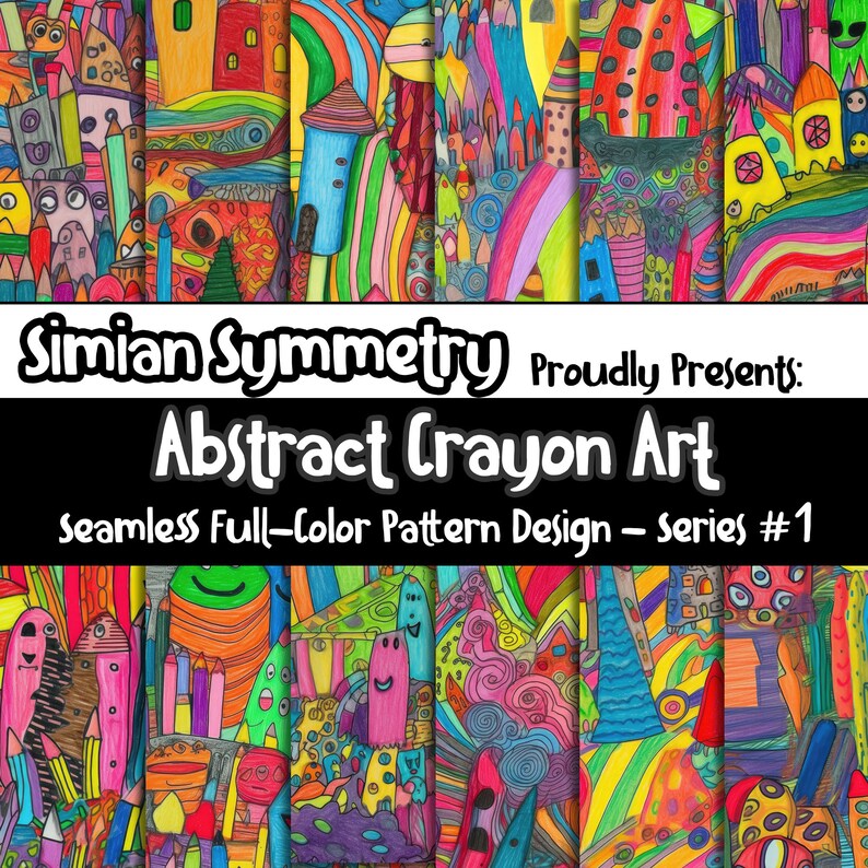 DIGITAL PAPER Abstract Crayon Art Series 1 | Seamless Designs | Twelve ...