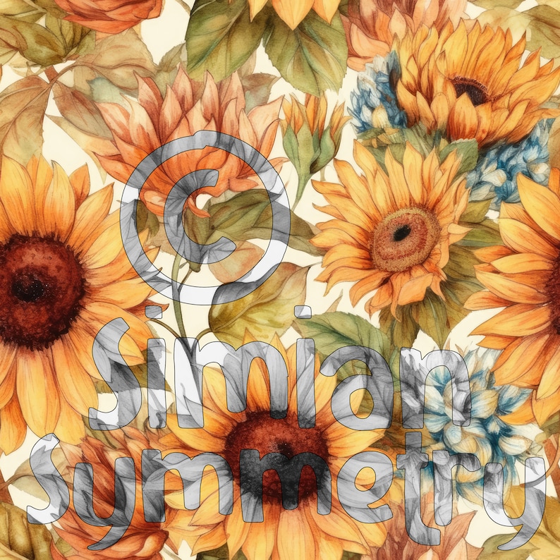 Watercolor Sunflowers Digital Paper Watercolor Sunflowers Seamless ...