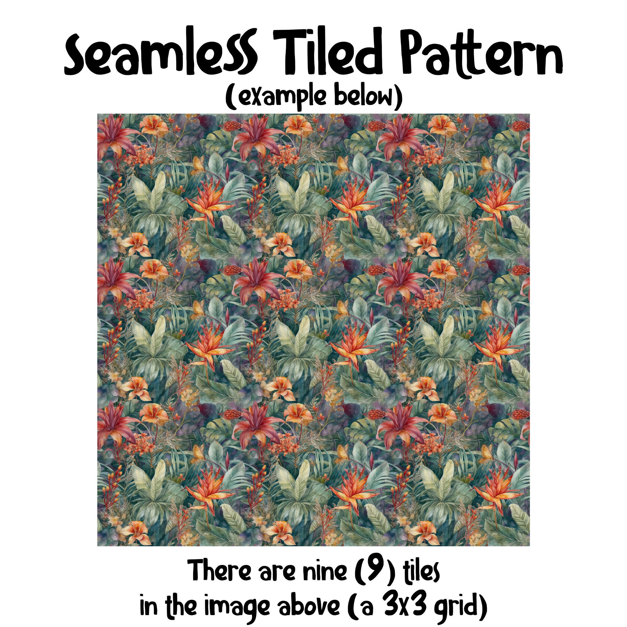 Tropical Flora Digital Paper Tropical Flora Seamless Tropical Flora ...