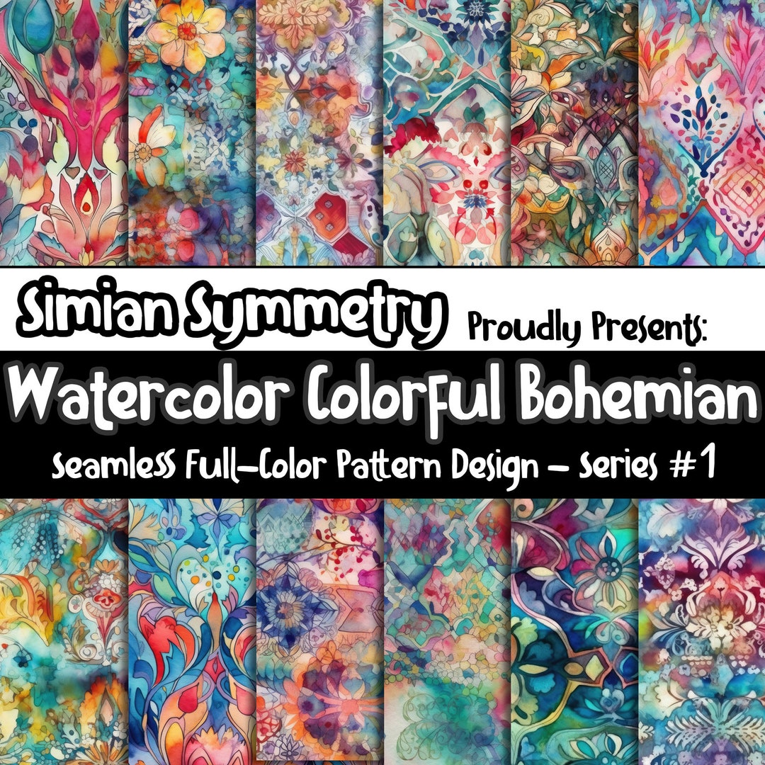 DIGITAL PAPER Colorful Bohemian Series 1 | Seamless Designs | Twelve ...