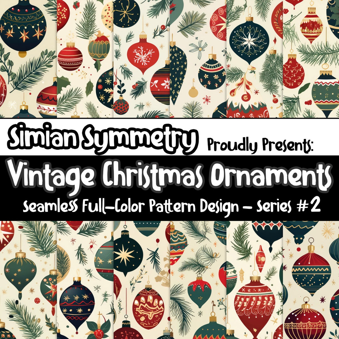 Vintage Christmas Ornaments Digital Paper | Instant Download | Seamless ...
