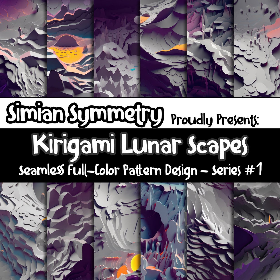 DIGITAL PAPER Kirigami Lunar Scapes Series 1 | Seamless Designs ...