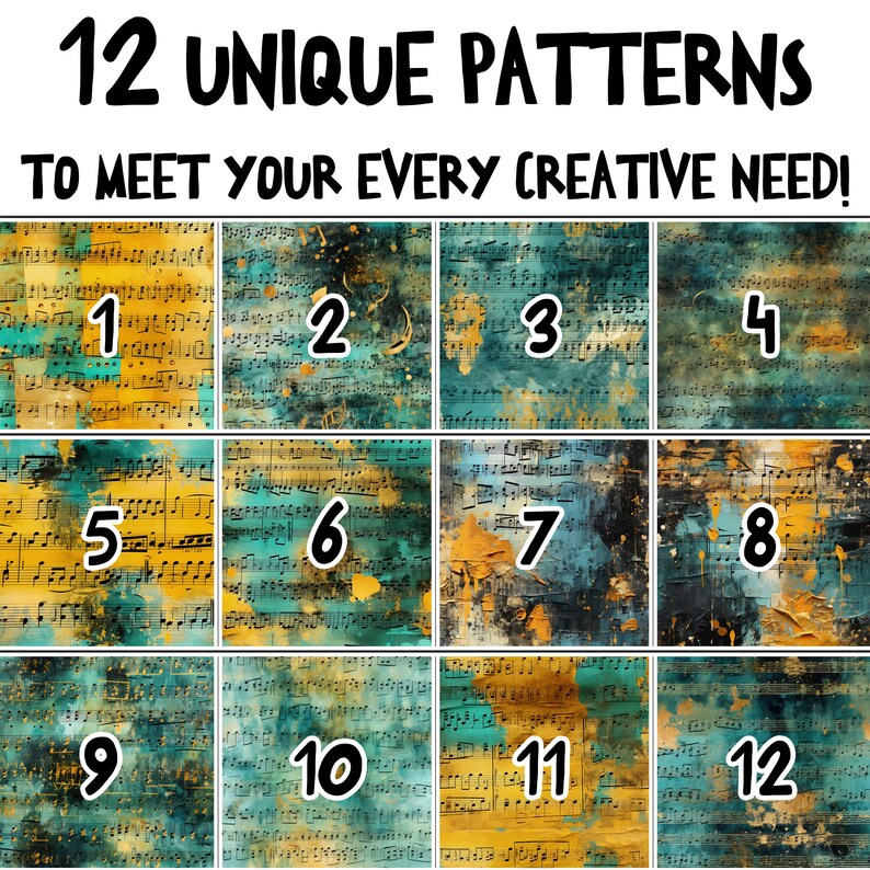 Music Inspired Art Digital Paper Instant Download Seamless Patterns ...