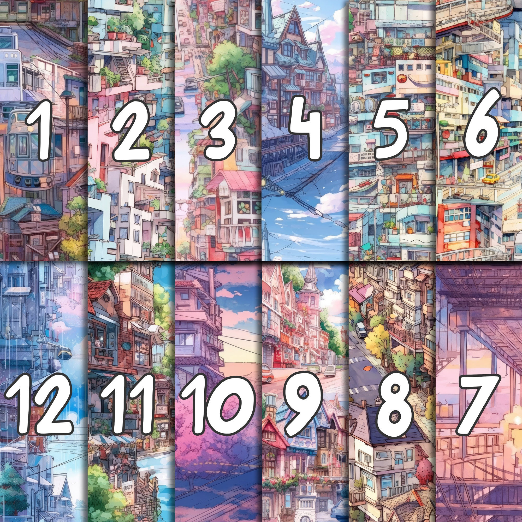 DIGITAL PAPER Anime City Scapes Series 1 Seamless Designs - Etsy