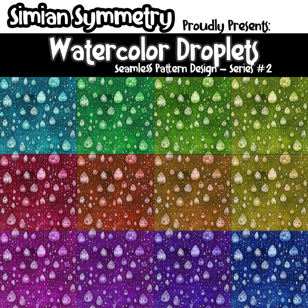 DIGITAL PAPER Watercolor Droplets Series 2 | Seamless Designs | Twelve ...