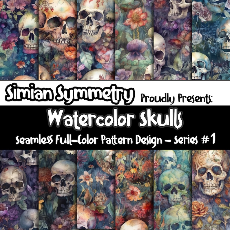 Skull Digital Paper Seamless Skull Designs Colorful Skull - Etsy