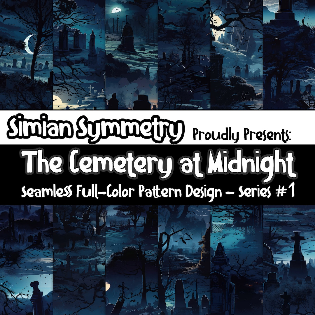 Cemetery at Midnight Digital Paper | Rustling Leaves Seamless Tiles ...