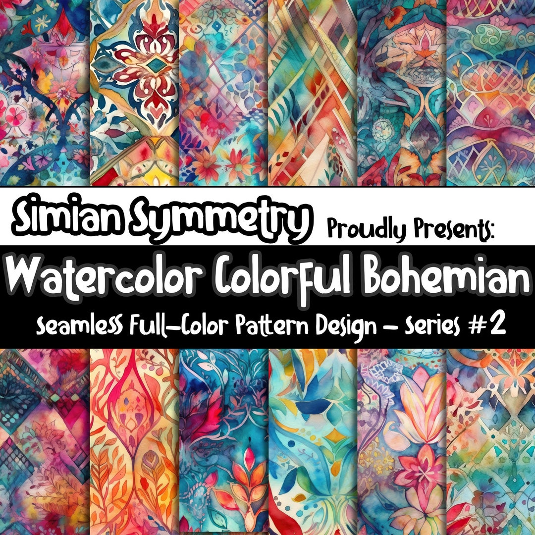 DIGITAL PAPER Colorful Bohemian Series 2 | Seamless Designs | Twelve ...
