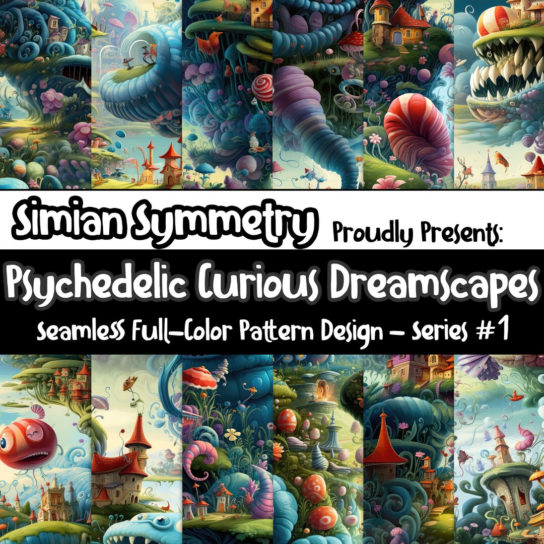 Psychedelic Digital Paper | Fantasy World Seamless Tiles | Whimsical ...