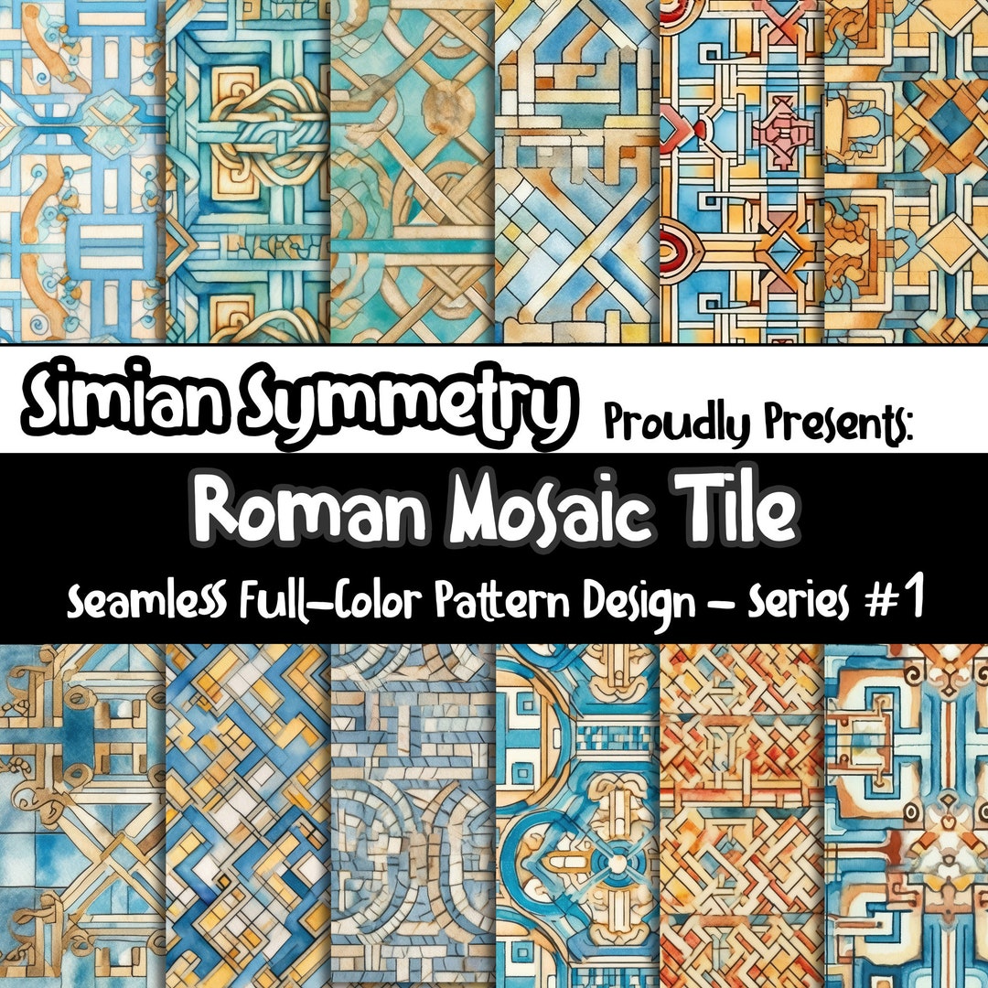 DIGITAL PAPER Roman Mosaic Tile Series 1 | Seamless Designs | Twelve ...