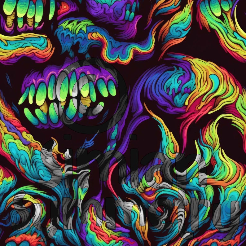 DIGITAL PAPER Psychedelic Trippy Skulls Series 1 Seamless Designs ...