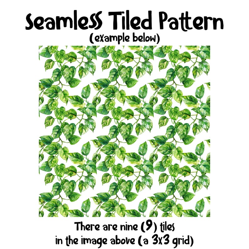 Watercolor Pothos Plant Patterns for Scrapbooking | Instant Download ...