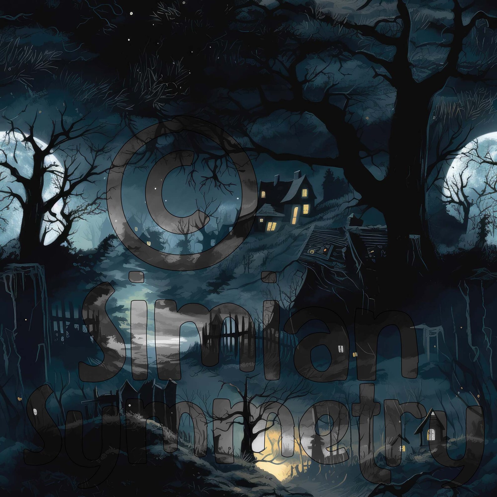 Full Moon Eerie Digital Paper | Eerie Glow Seamless Tiles | Mystical ...