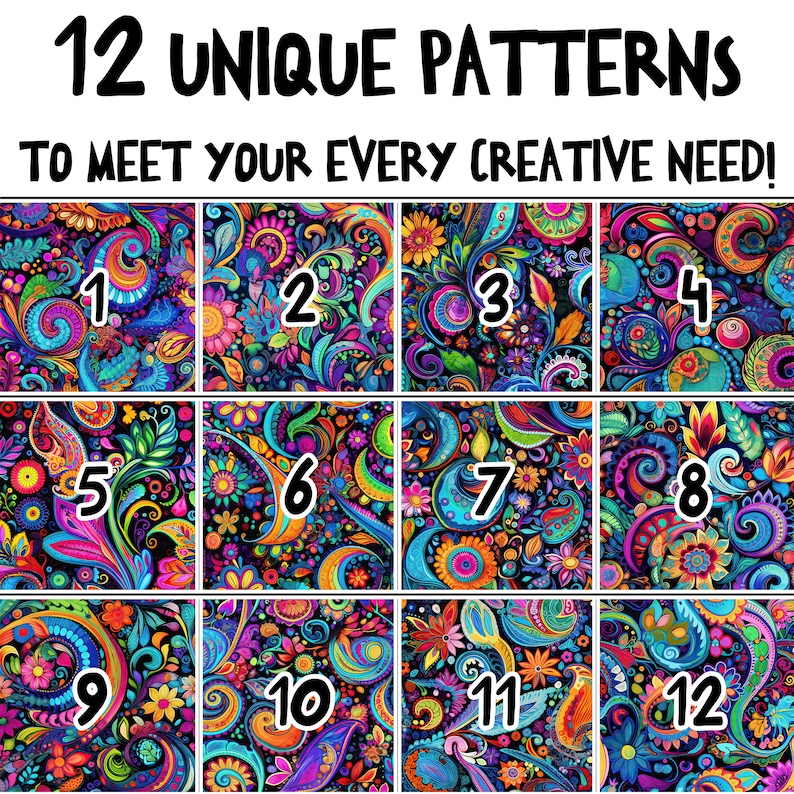 Folklore Paisley Digital Paper | Instant Download | Seamless Patterns ...