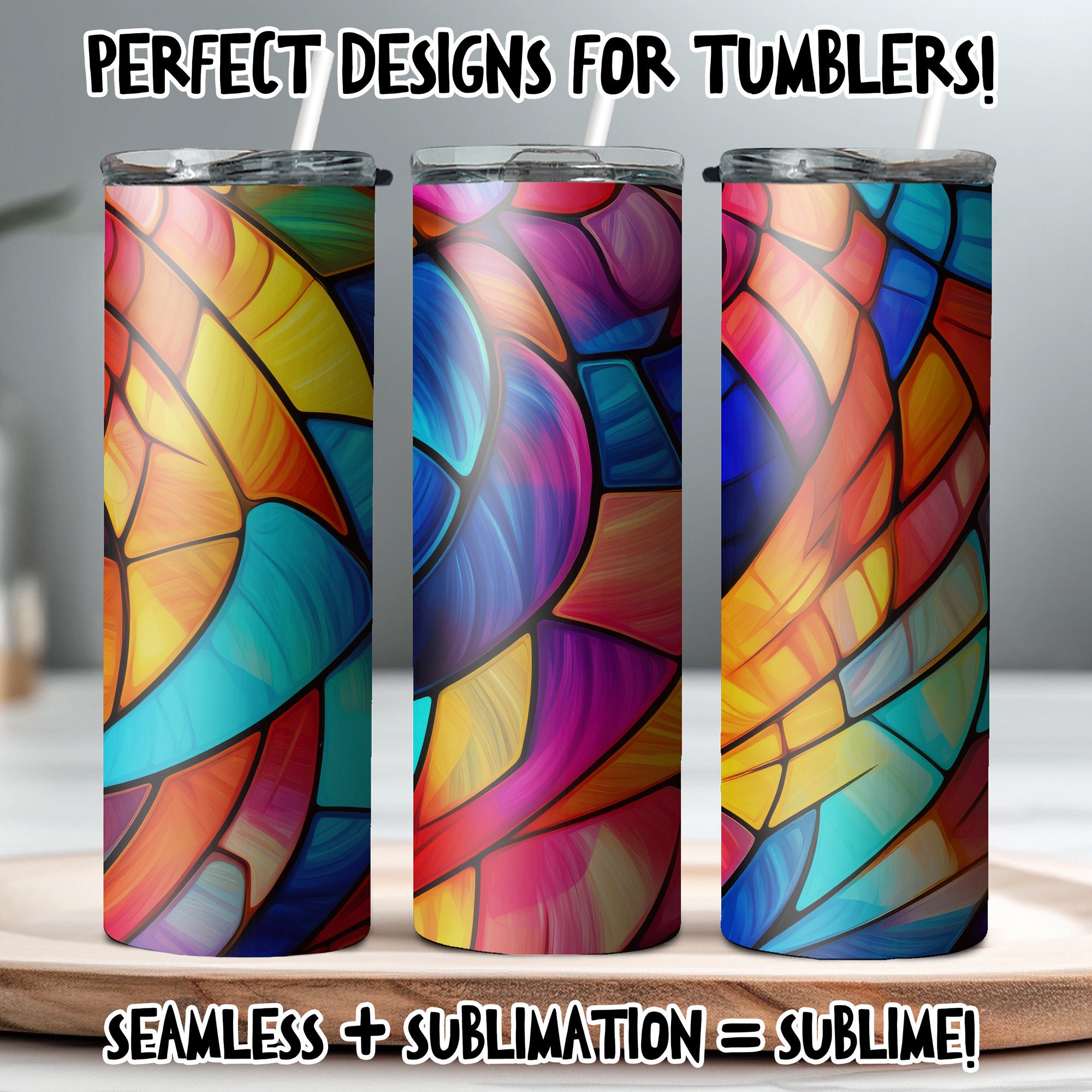 Rainbow Stained-glass Swirls | Instant Download | Seamless Patterns ...