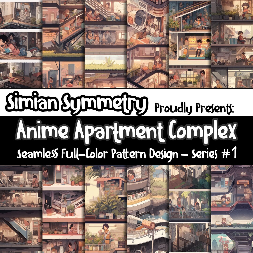 DIGITAL PAPER Anime Apartment Complex Series 1 | Seamless Designs ...