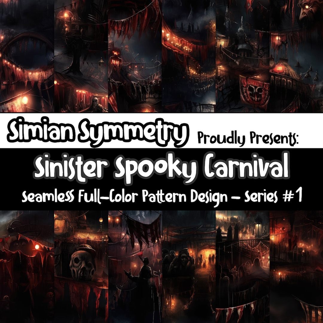 Sinister Carnival Digital Paper | Eerie Calliope Distorted Tiles ...