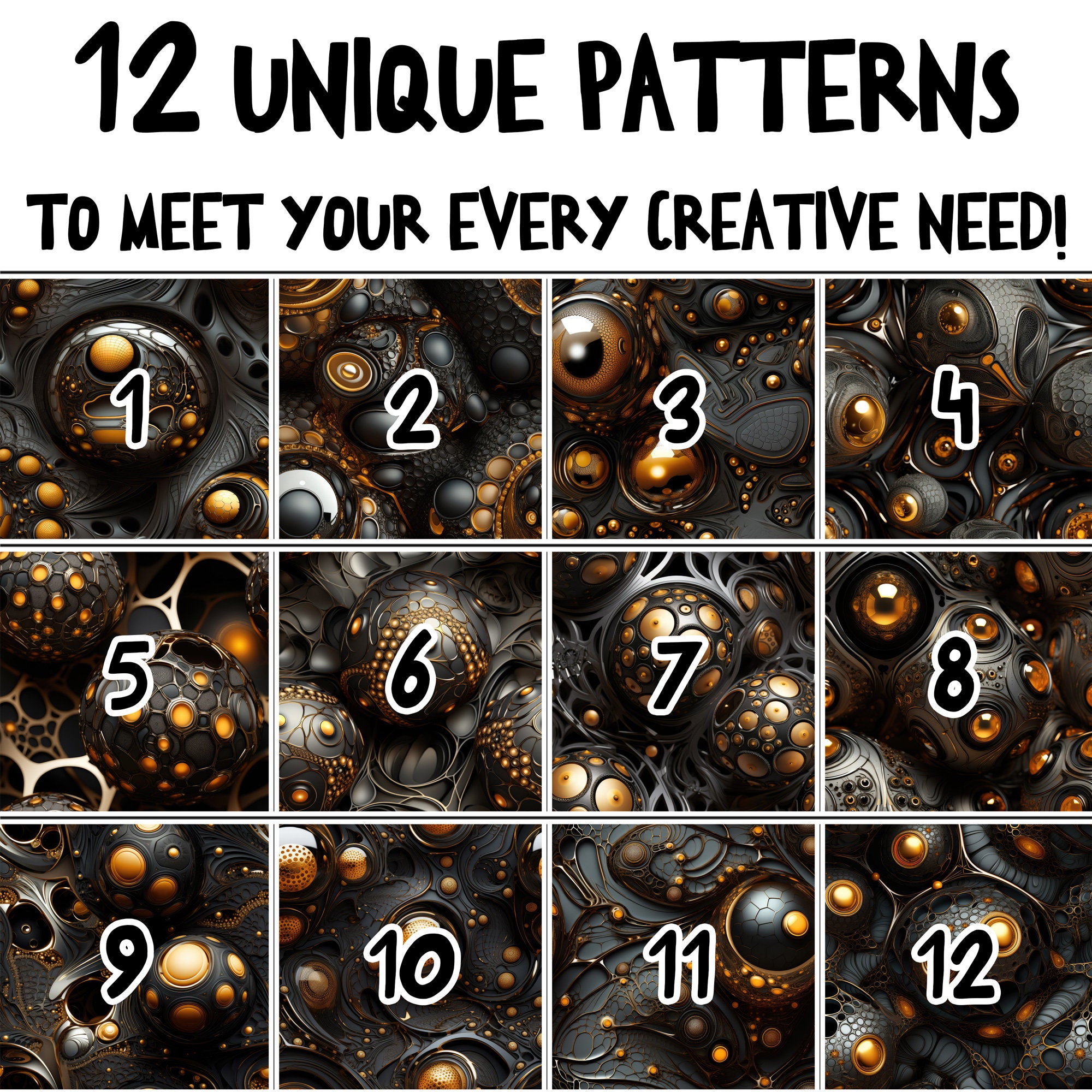 Spherical Biomechanism Digital Art Instant Download Seamless Patterns ...