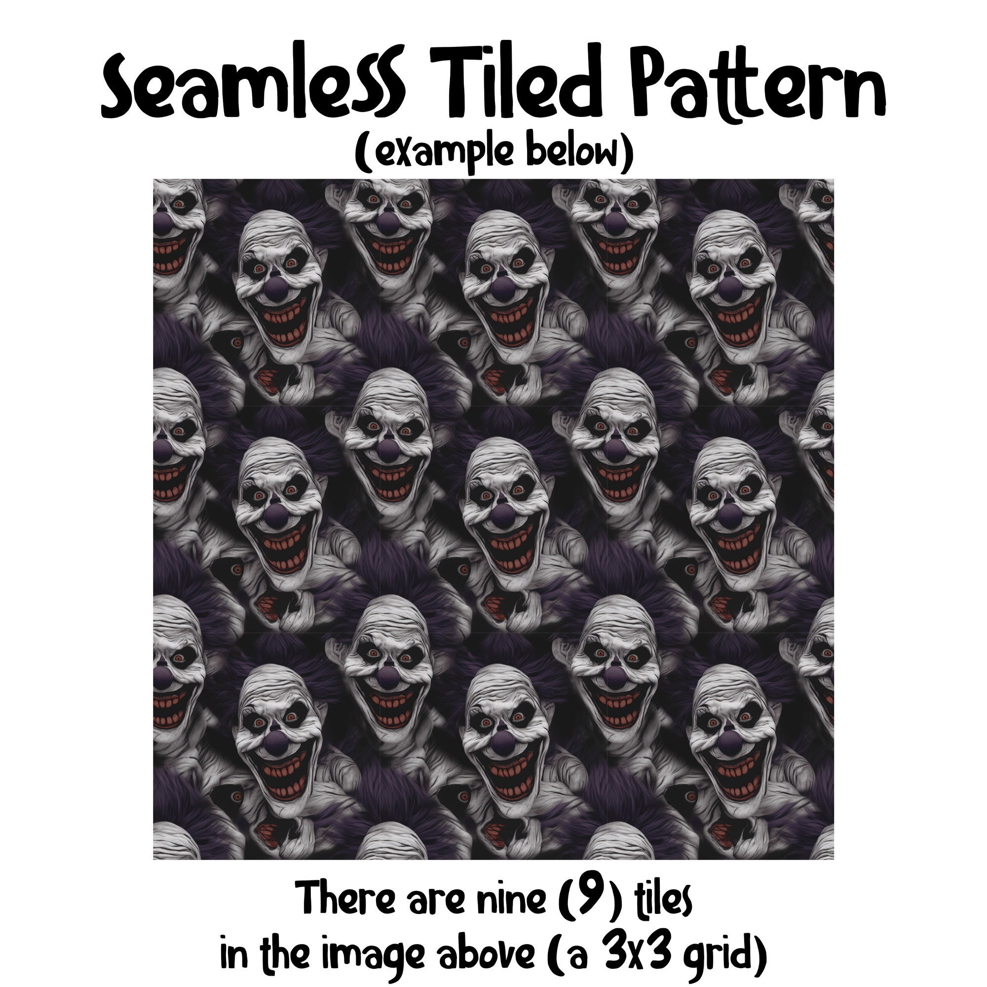 DIGITAL PAPER Creepy Clown Faces Series 1 Seamless Designs Twelve ...