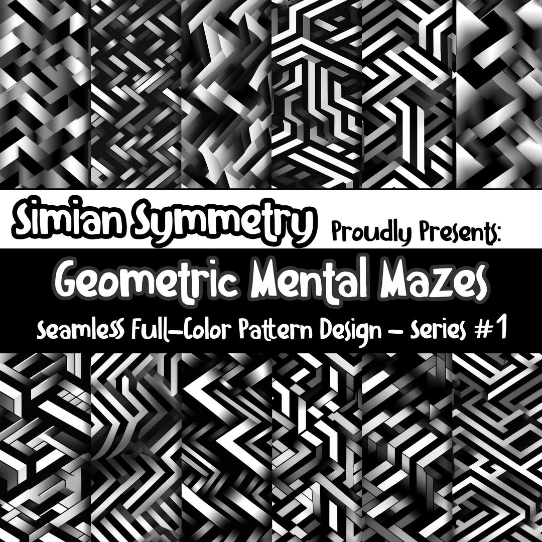 DIGITAL PAPER Geometric Mental Mazes Series 1 | Seamless Designs ...