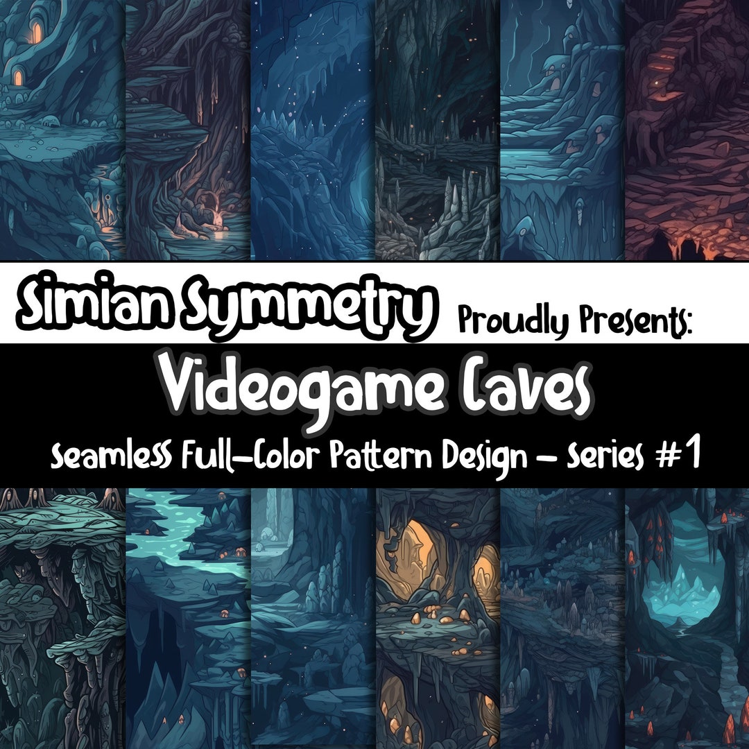 DIGITAL PAPER Videogame Caves Series 1 | Seamless Designs | Twelve ...