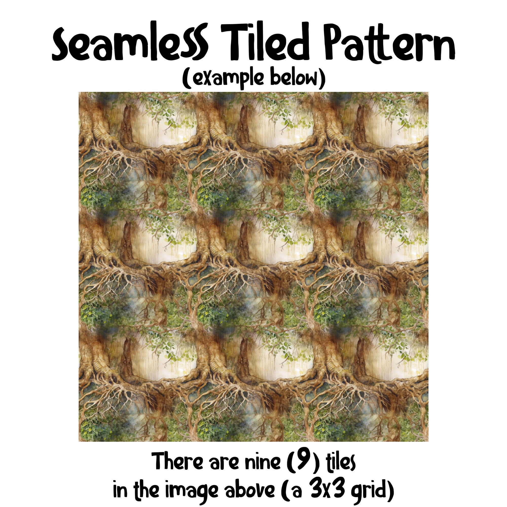 DIGITAL PAPER Tree Roots Series 1 Seamless Designs Twelve Colorful ...