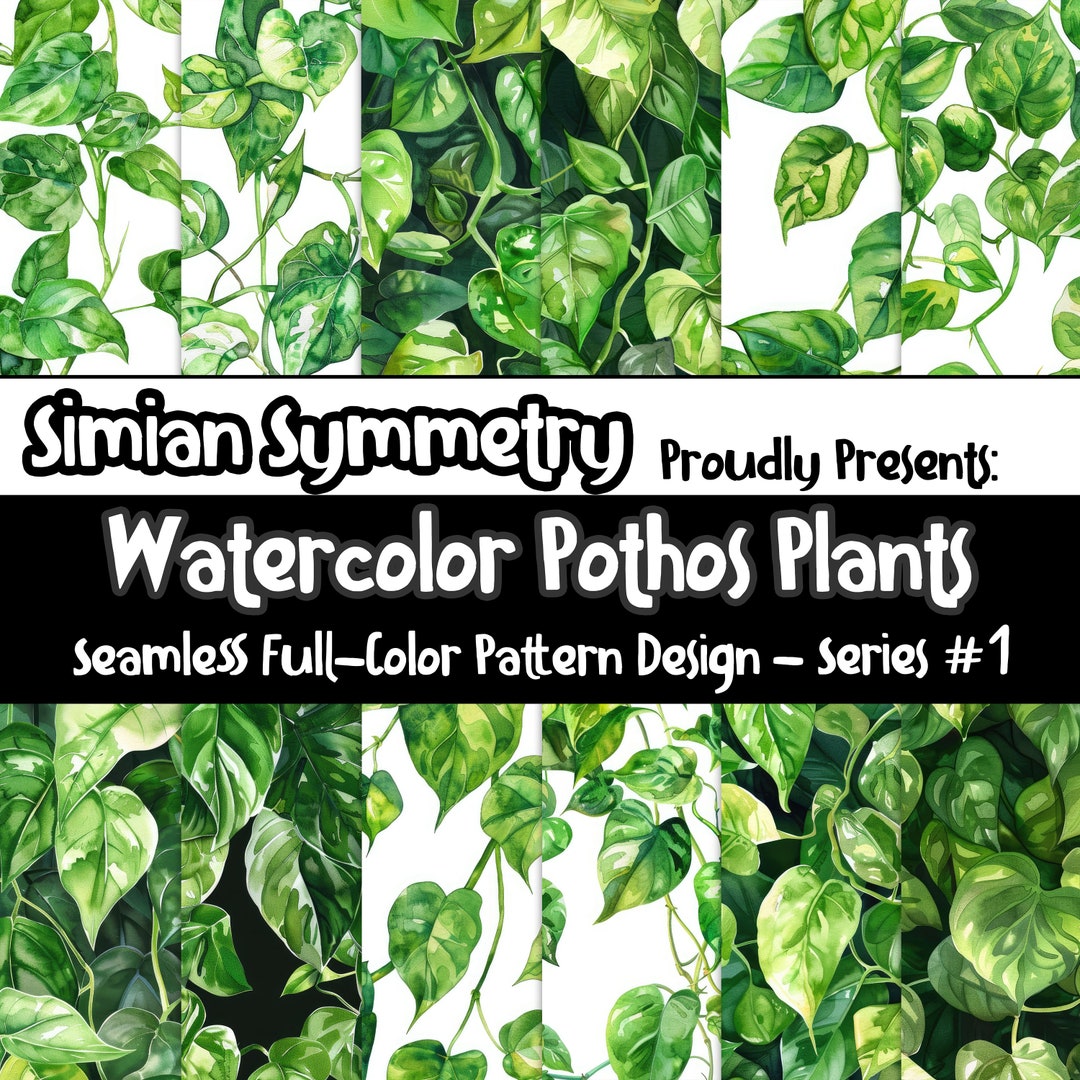 Watercolor Pothos Plant Patterns for Scrapbooking | Instant Download ...