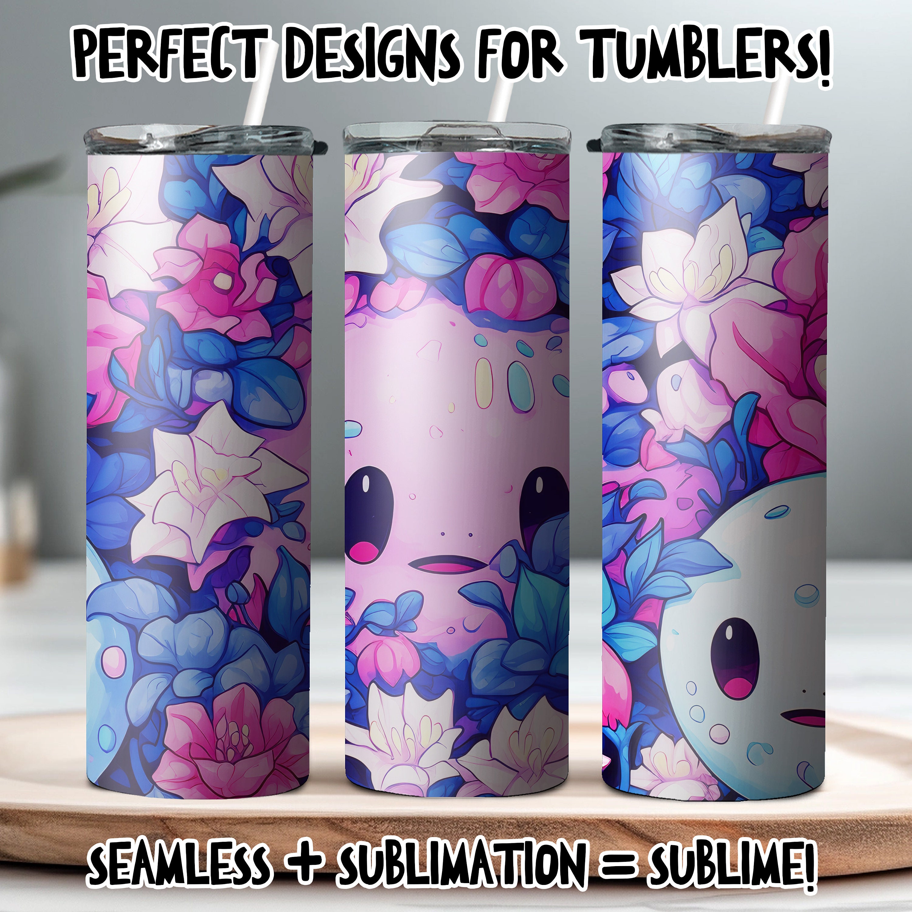 Anime Flower Ghost Digital Paper Instant Download Seamless Patterns ...