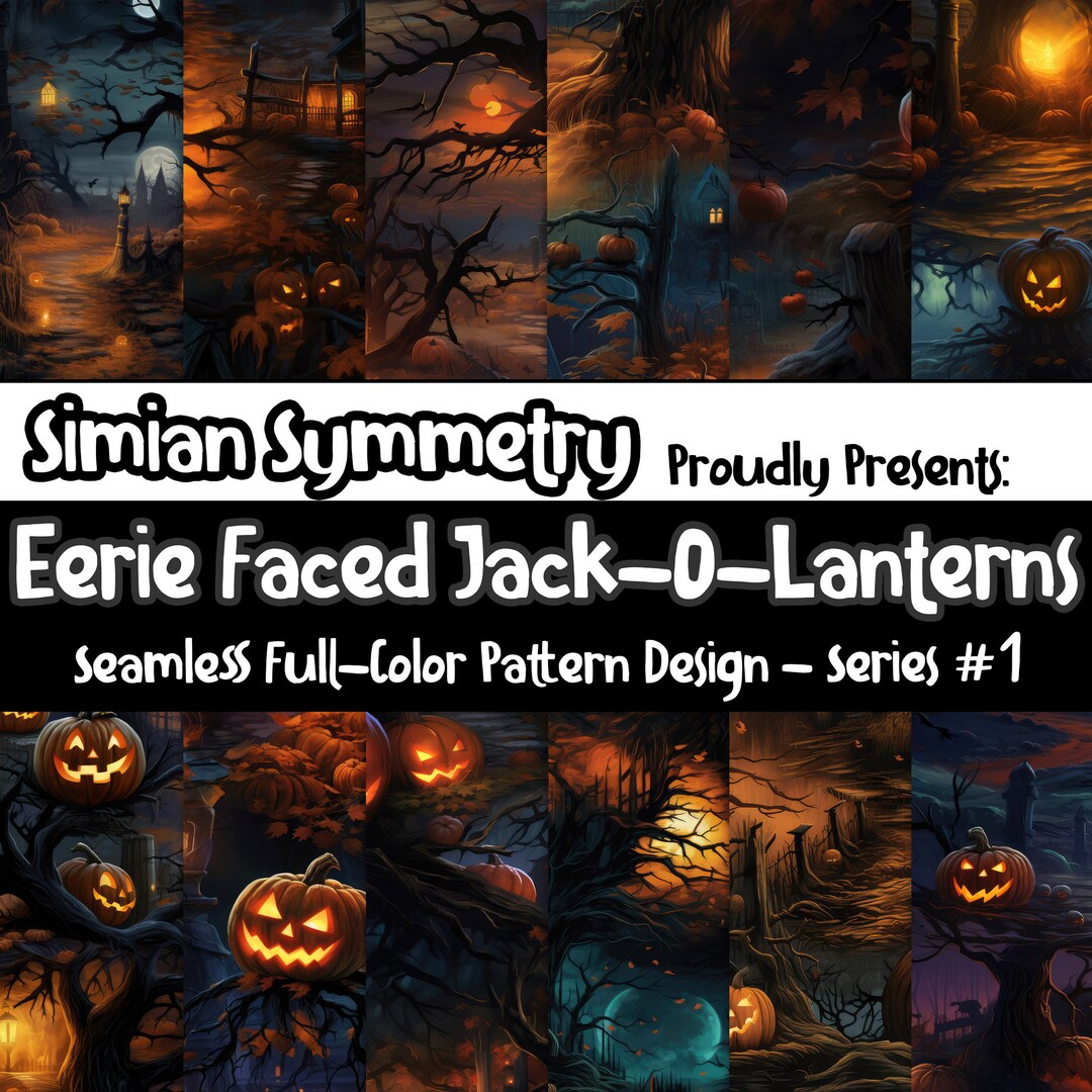 Jack-o-lantern Candlelit Digital Paper | Flickering Face Pumpkins ...