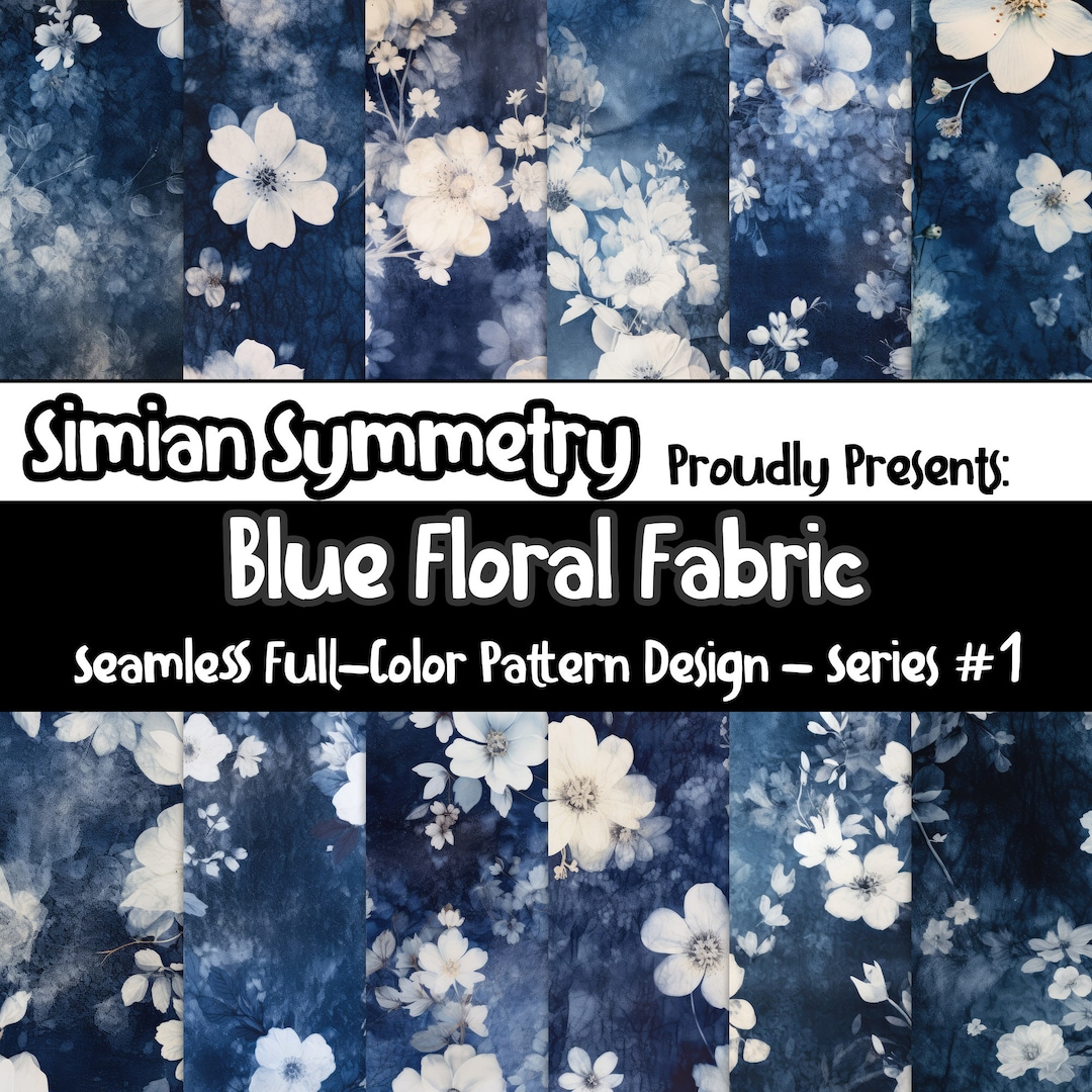 Blue Floral Fabric Digital Texture | Instant Download | Seamless ...
