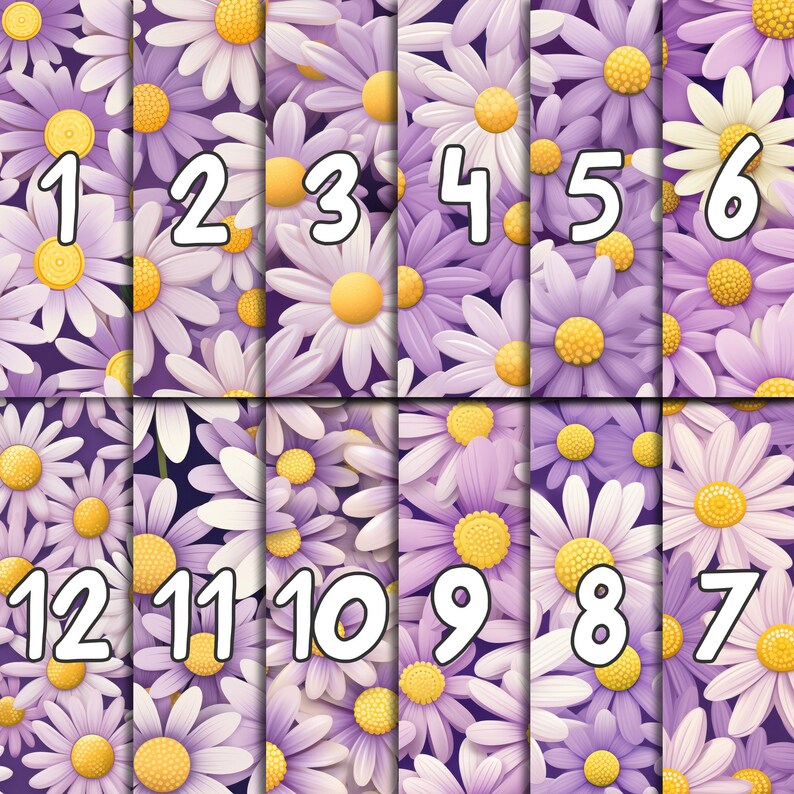 Purple Daisy Flowers Digital Paper | Instant Download | Seamless ...