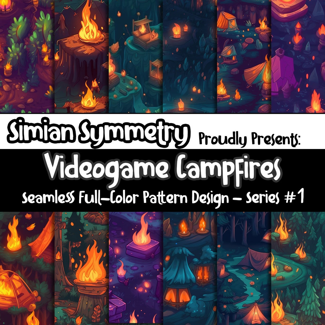 DIGITAL PAPER Videogame Campfires Series 1 | Seamless Designs | Twelve ...