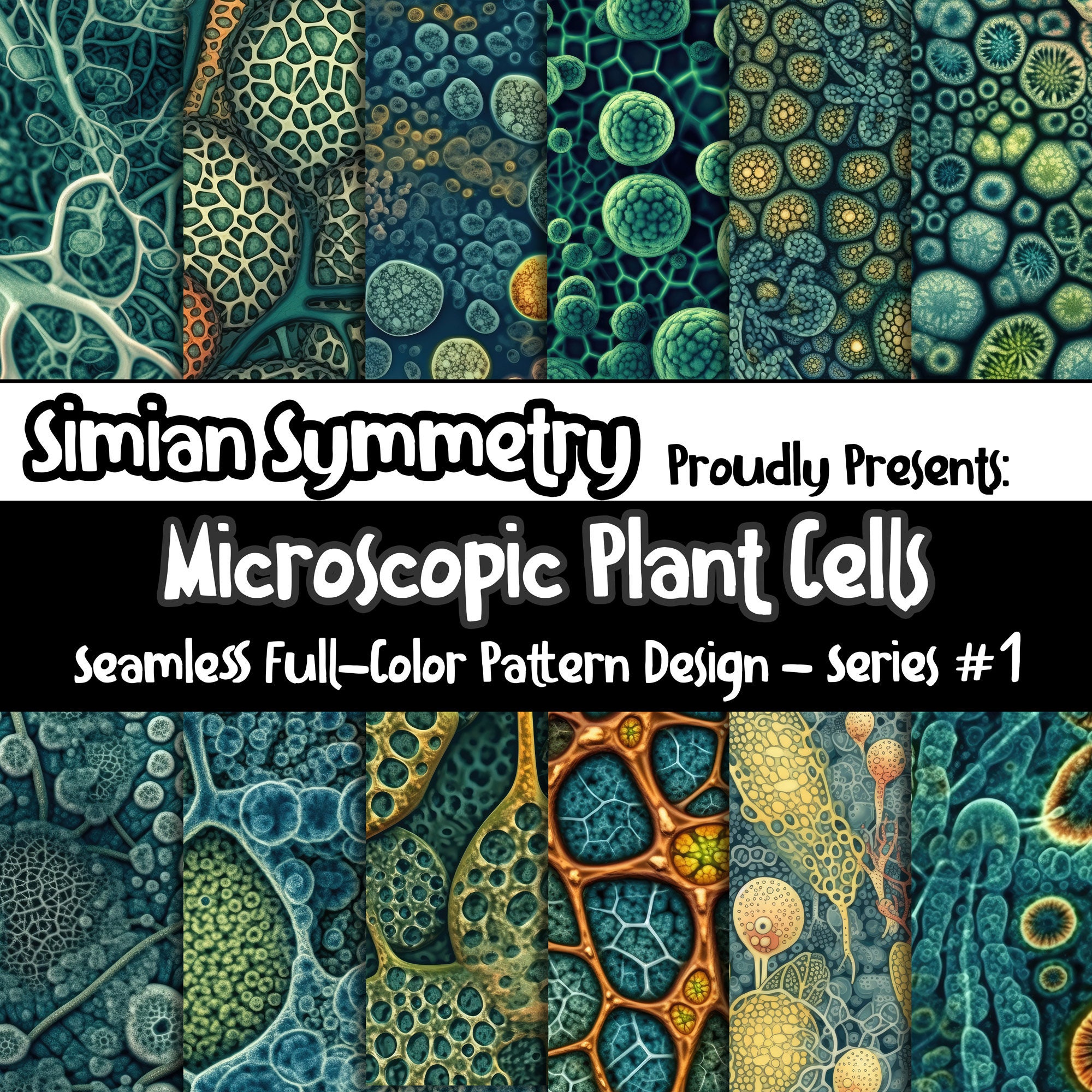 DIGITAL PAPER Microscopic Plant Cells Series 1 Seamless Designs Twelve ...