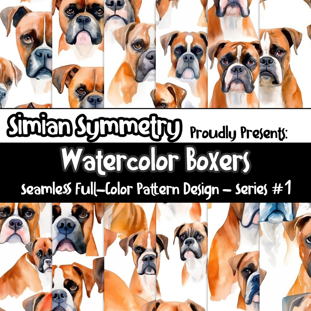 DIGITAL PAPER Watercolor Boxers Series 1 | Seamless Designs | Twelve ...