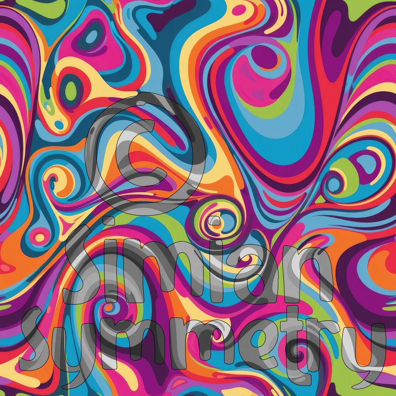 Psychedelic Hippie Swirls Digital Paper 60s Retro Pattern Instant ...