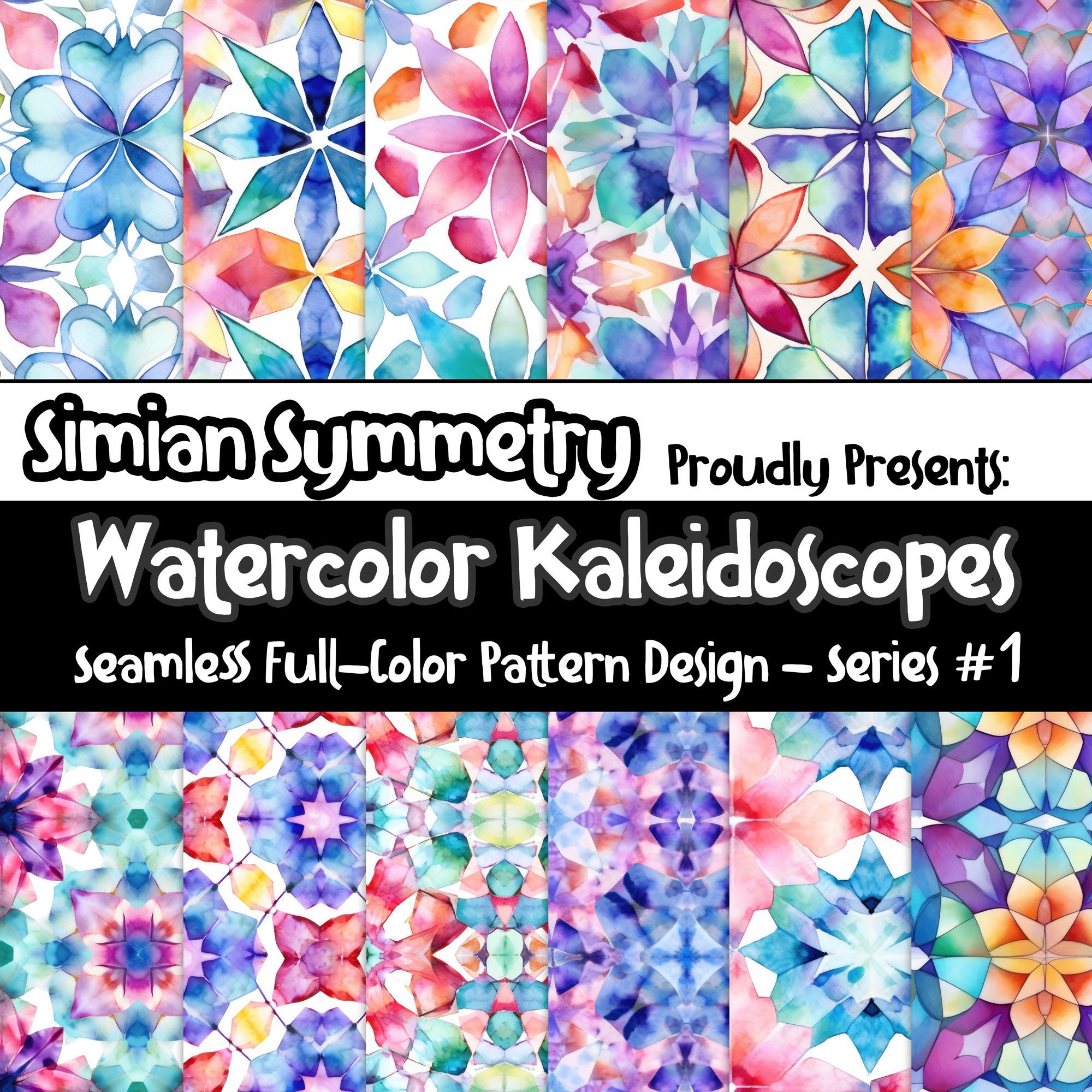 DIGITAL PAPER Watercolor Kaleidoscopes Series 1 Seamless - Etsy