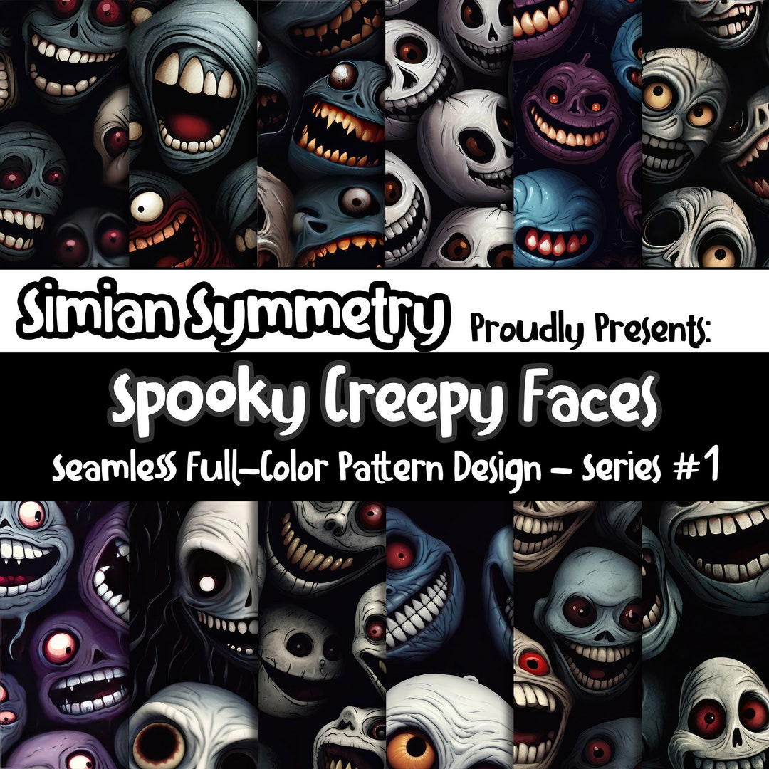 Spooky Creepy Faces Digital Paper | Instant Download | Seamless ...